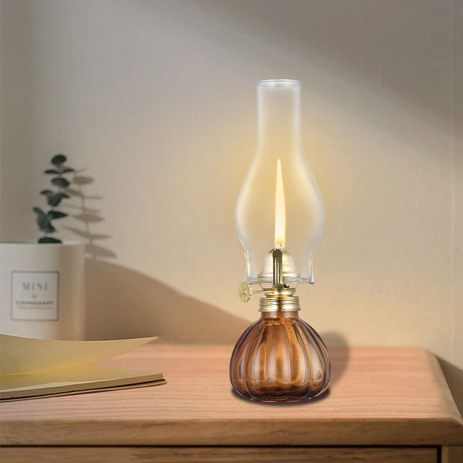 DNRVK 2 Pieces Vintage Oil Lamp Color Glass Kerosene Lamp Lantern 11 ...