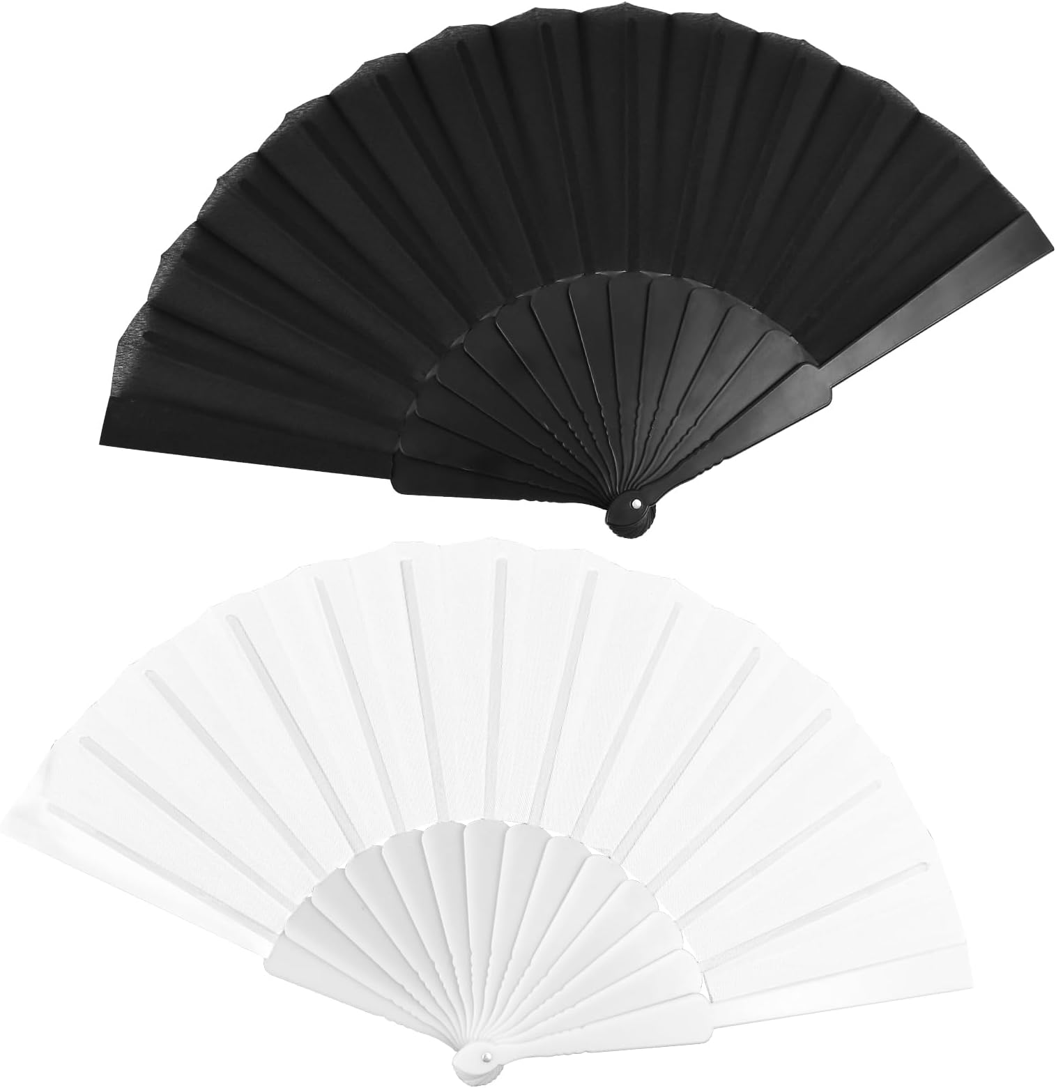1SourceTek 2 Pcs Large Folding Fan Nylon Cloth Handheld Folding Fan ...