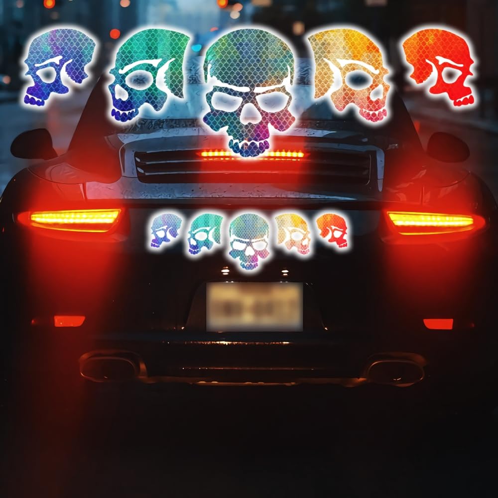 Amazon.com: 5 Pcs Skull Reflective Car Sticker High Intensity ...