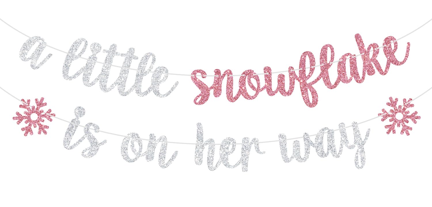 Amazon.com: A Little Snowflake is on Her Way Banner, Welcome Baby Girl ...