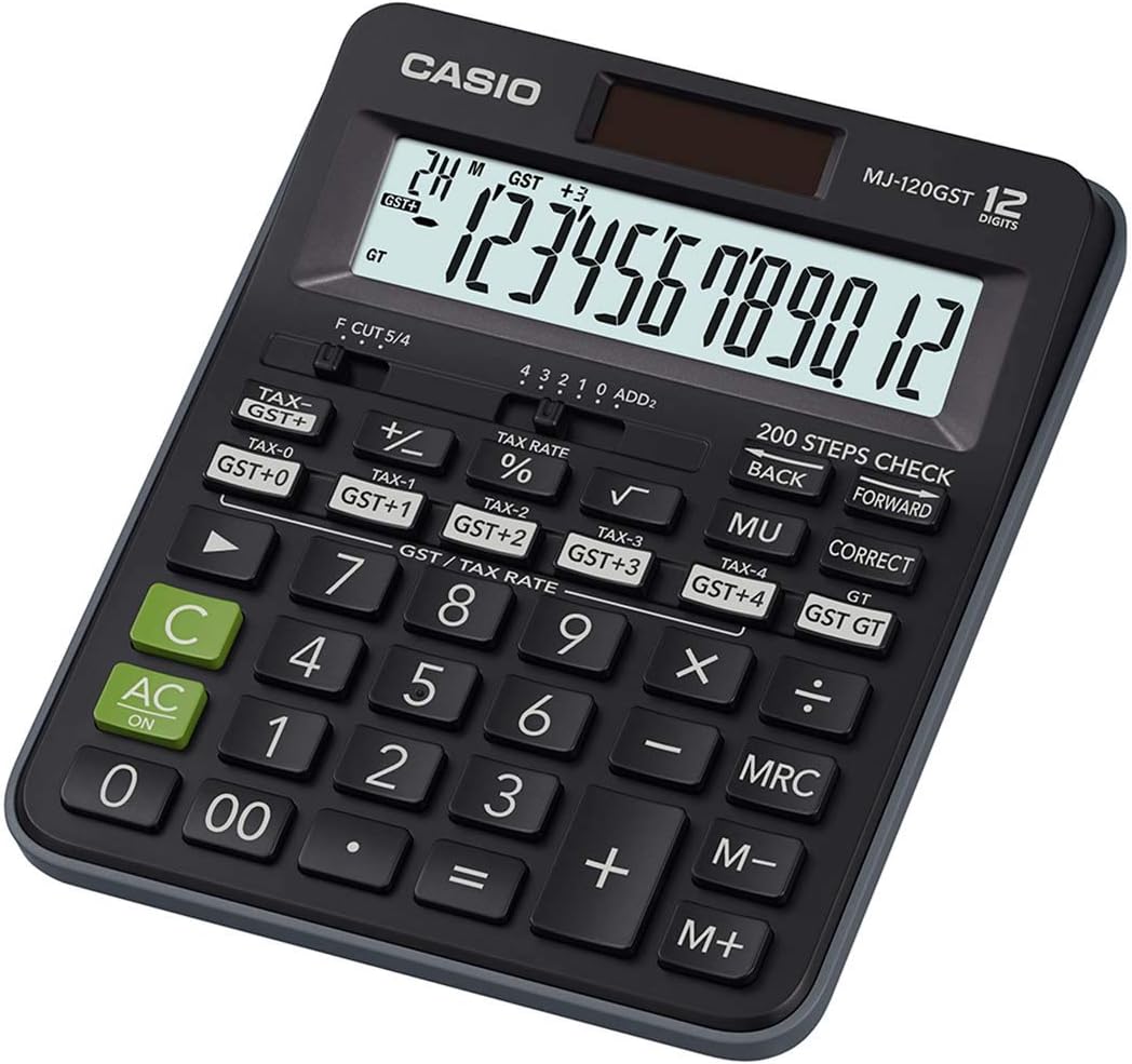 Casio DJ-120D 150 Steps Check and Correct Desktop Calculator with Bigger Screen/Keys (12 Digit ...