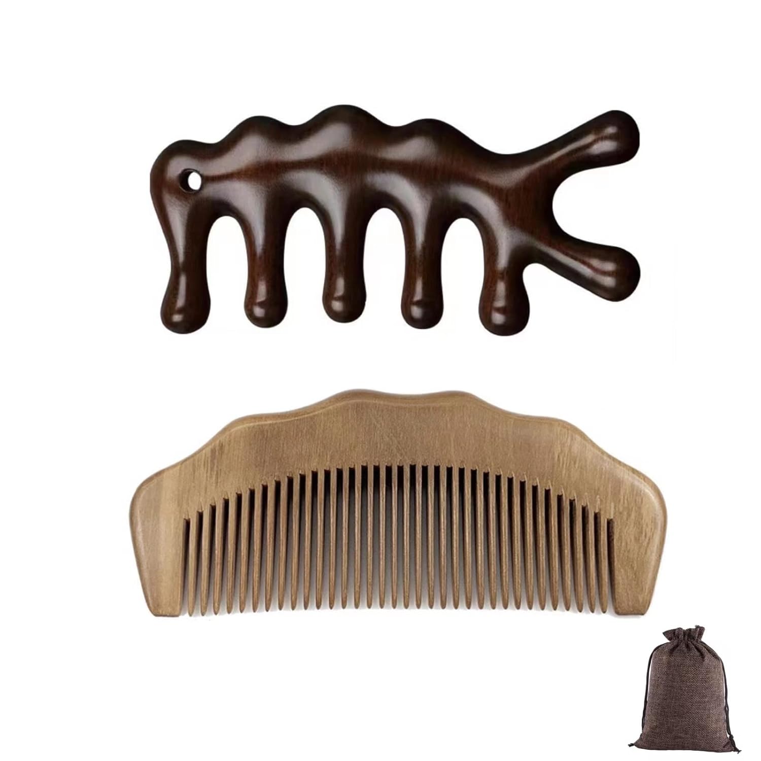 Amazon.com : sanlusan 2 Pcs natural wooden comb,hair massager, Anti ...