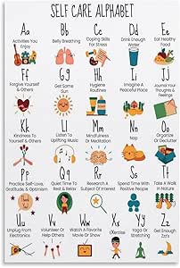 Amazon.com: Wall Art Poster Self Care Coping Skills Alphabet Poster ...