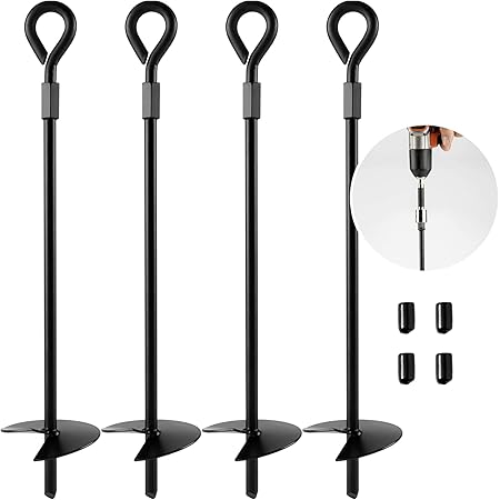 Amazon.com : 16" Ground Anchors Screw in- Spiral Ground Anchor Easy to ...