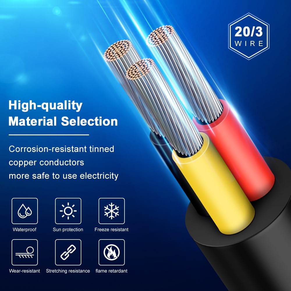 Snapklik.com : 20 Gauge 3 Conductor Electrical Wire, 33FT 2464 20AWG 3 ...