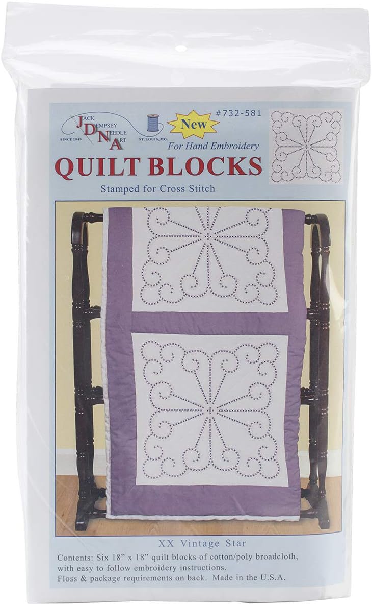 Amazon.com: Jack Dempsey Stamped White Quilt Blocks, 18-Inch by 18-Inch ...