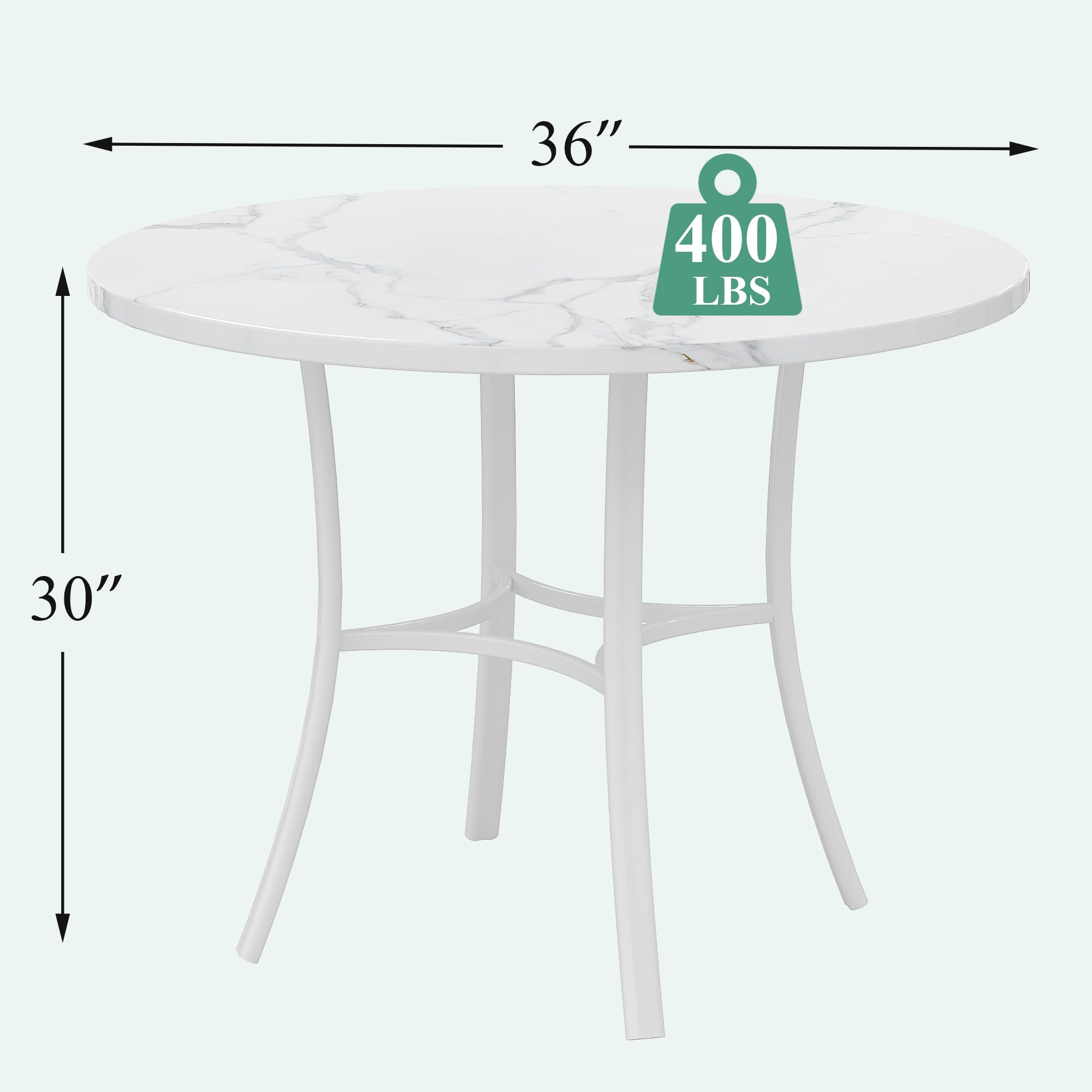 Snapklik.com : VECELO 36" Round Dining Table For 4, Faux Marble Dinette