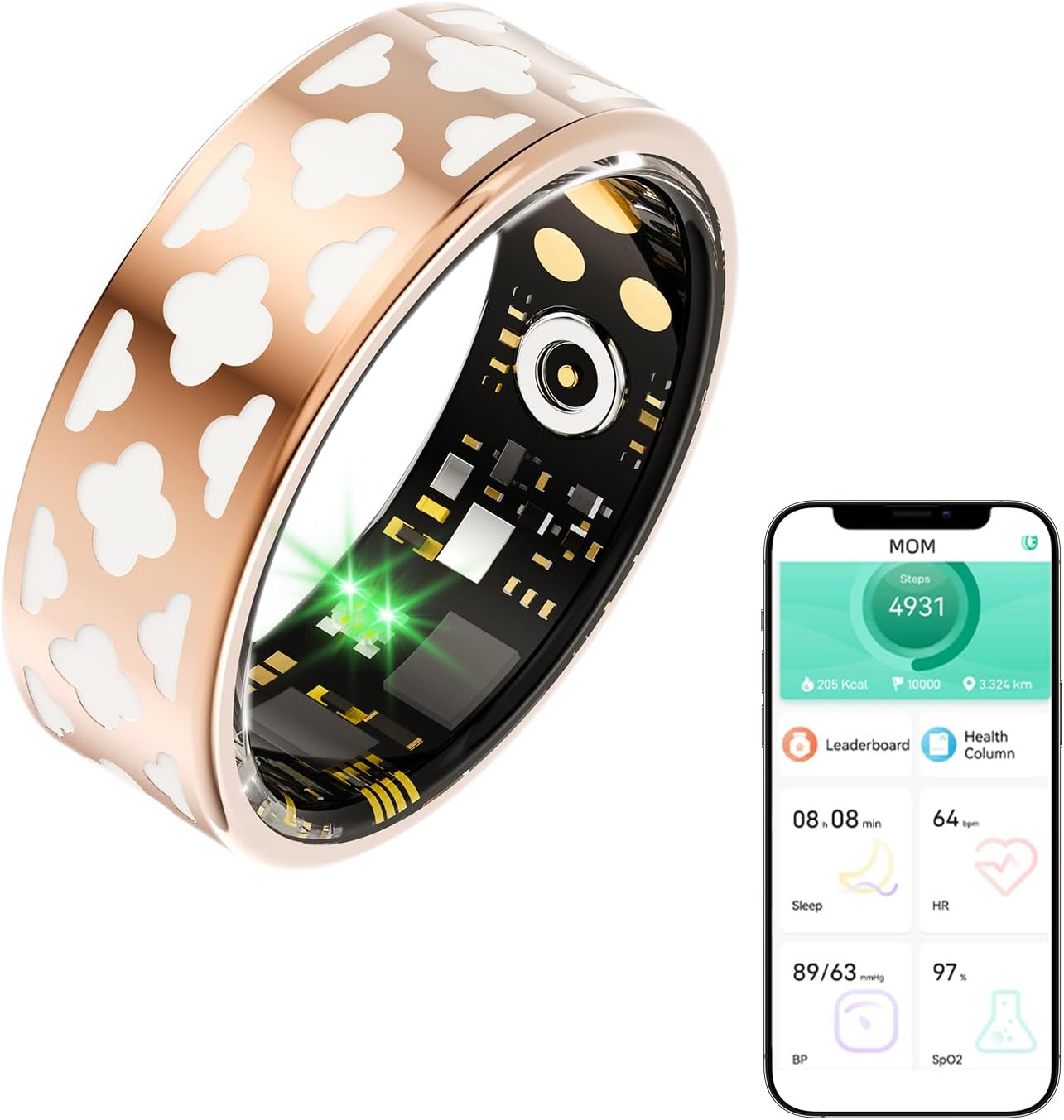 Amazon.com: Smart Rings for Women Fitness Ring Heart Rate Monitor Sleep ...