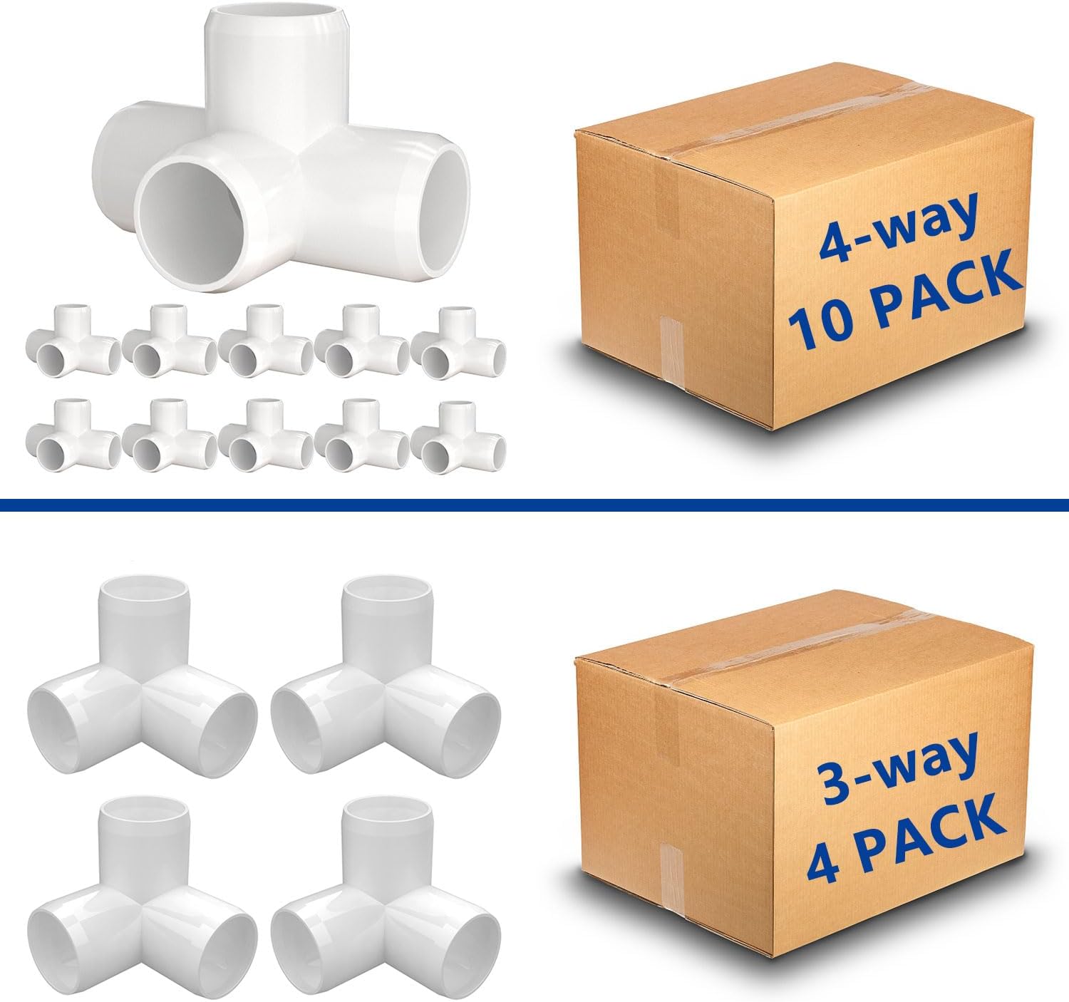 Amazon.com: letsFix 1" PVC Fittings 4 Way (10-Pack) & 1" PVC Fittings 3 ...