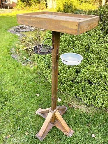 Wild Bird Table Outdoor Wooden Bird Feeder Large Platform Open Top Free ...