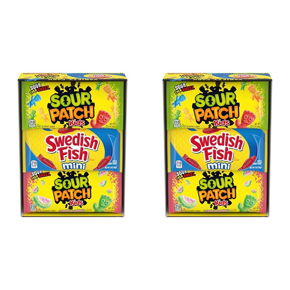Amazon.com : SOUR PATCH KIDS and SWEDISH FISH Mini Soft & Chewy Candy ...