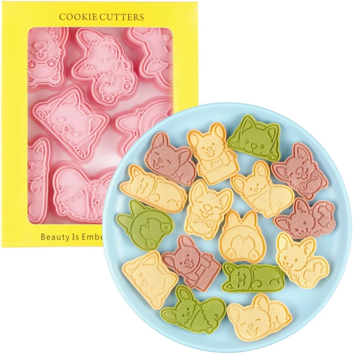 Amazon.com: 8 Pieces Cute Puppy Cookie Cutters Cartoon Dog Cookie Mould ...