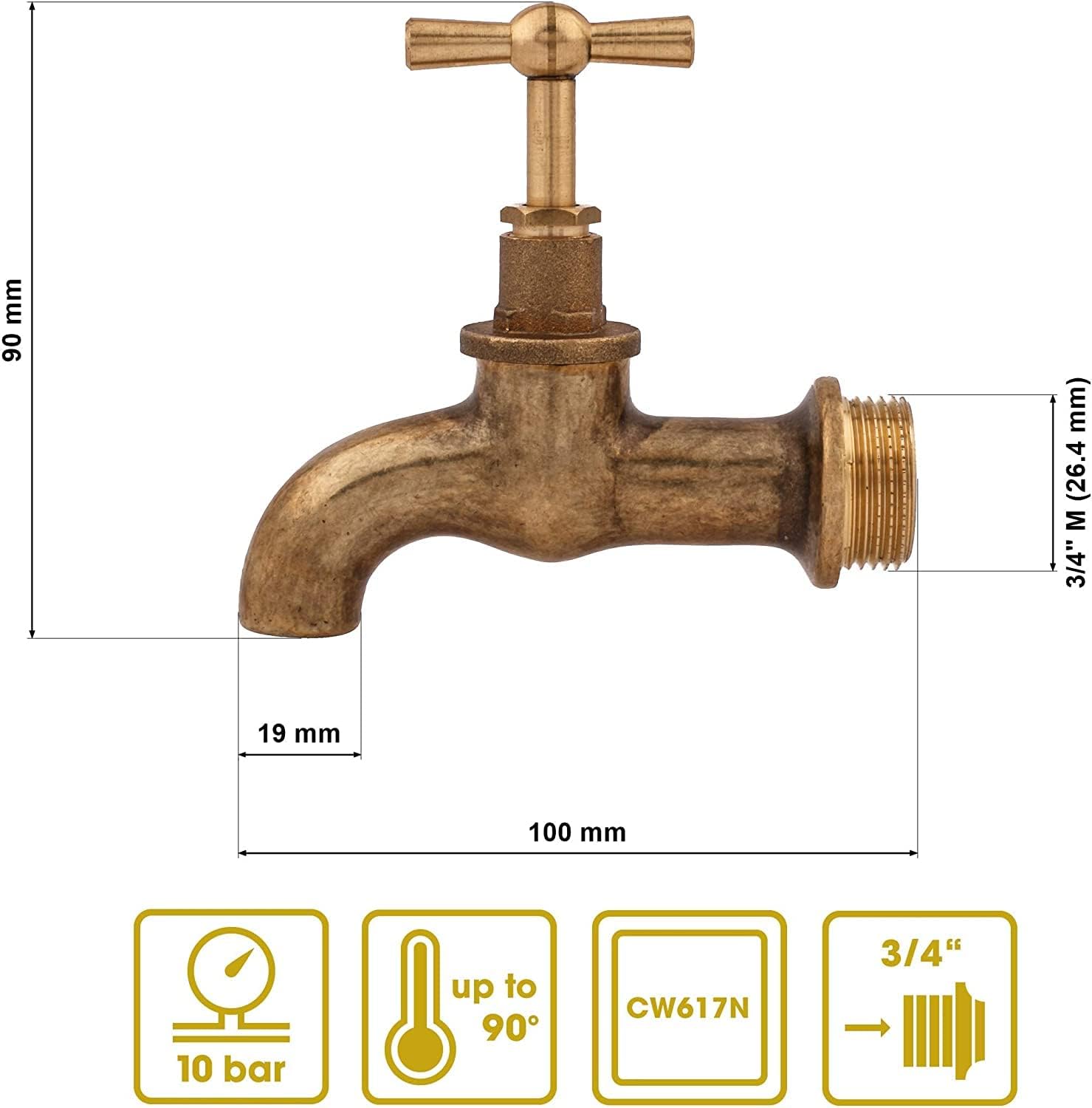 HYDROBIL Old Style Garden tap I Vintage tap with Poppet Valve and Hose ...
