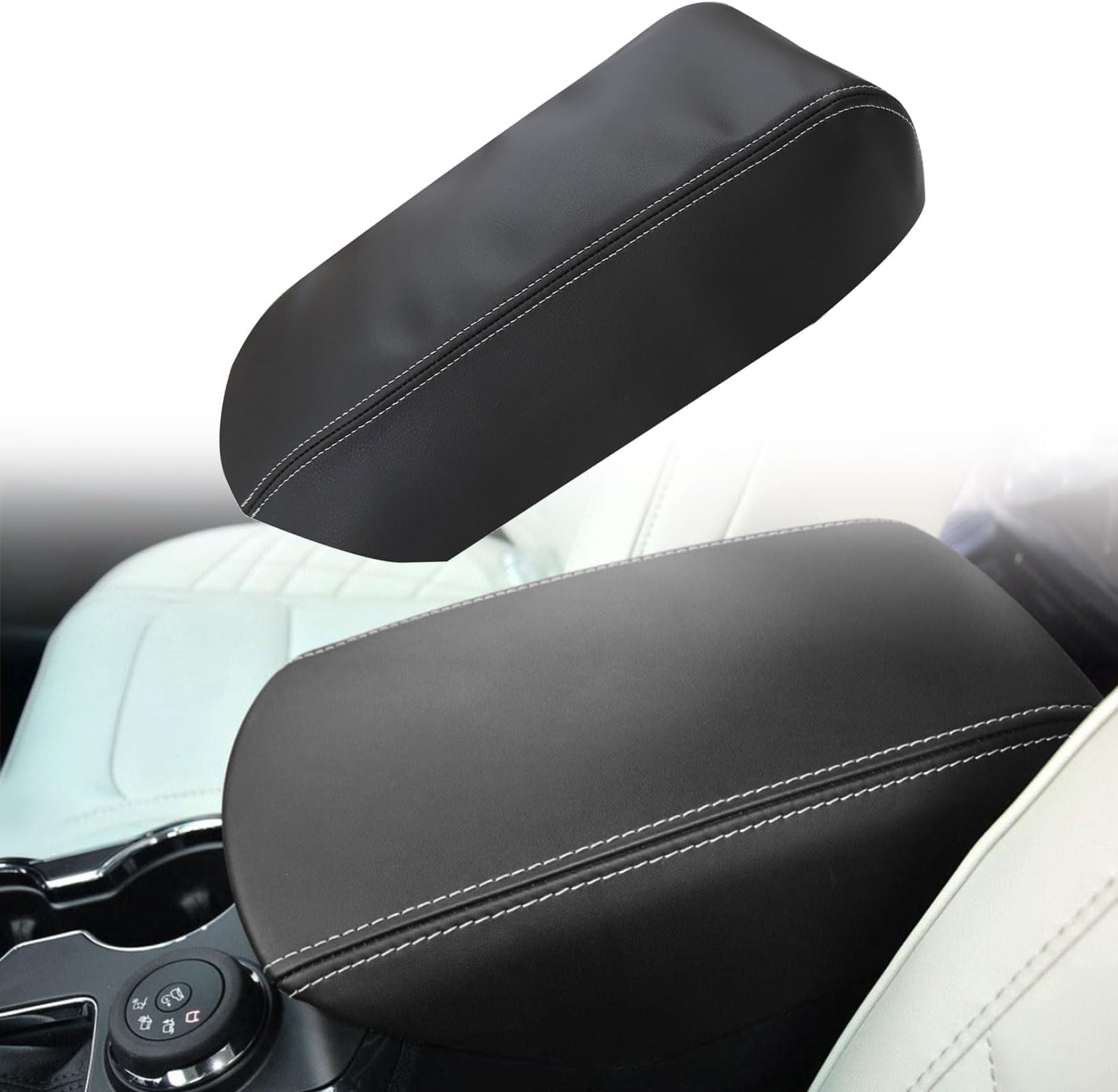 Amazon.com: Priprilod Black Leather Armrest Center Console Lid Cover ...
