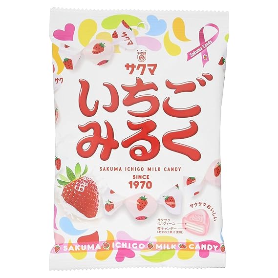 Amazon.com : Sakuma Ichigo Milk Candy (Strawberry Flavor) Since 1970 ...