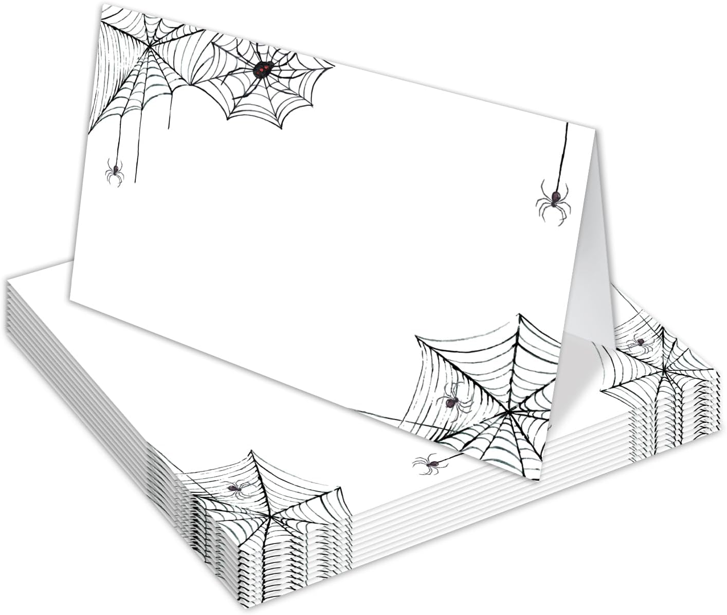 Amazon.com: Place Cards Black & White Cobweb, Scored for Easy Folding ...