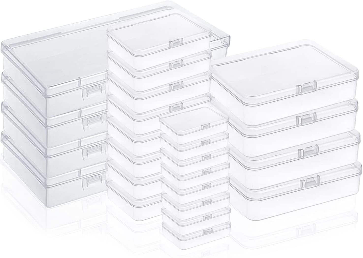 24 Pcs Mixed Sizes Rectangular Small Clear Plastic Storage Box ...
