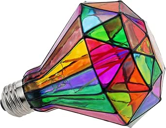 Greeogin Dimmable Stained Glass LED Light Bulb,Diamond Shape LED Bulb ...
