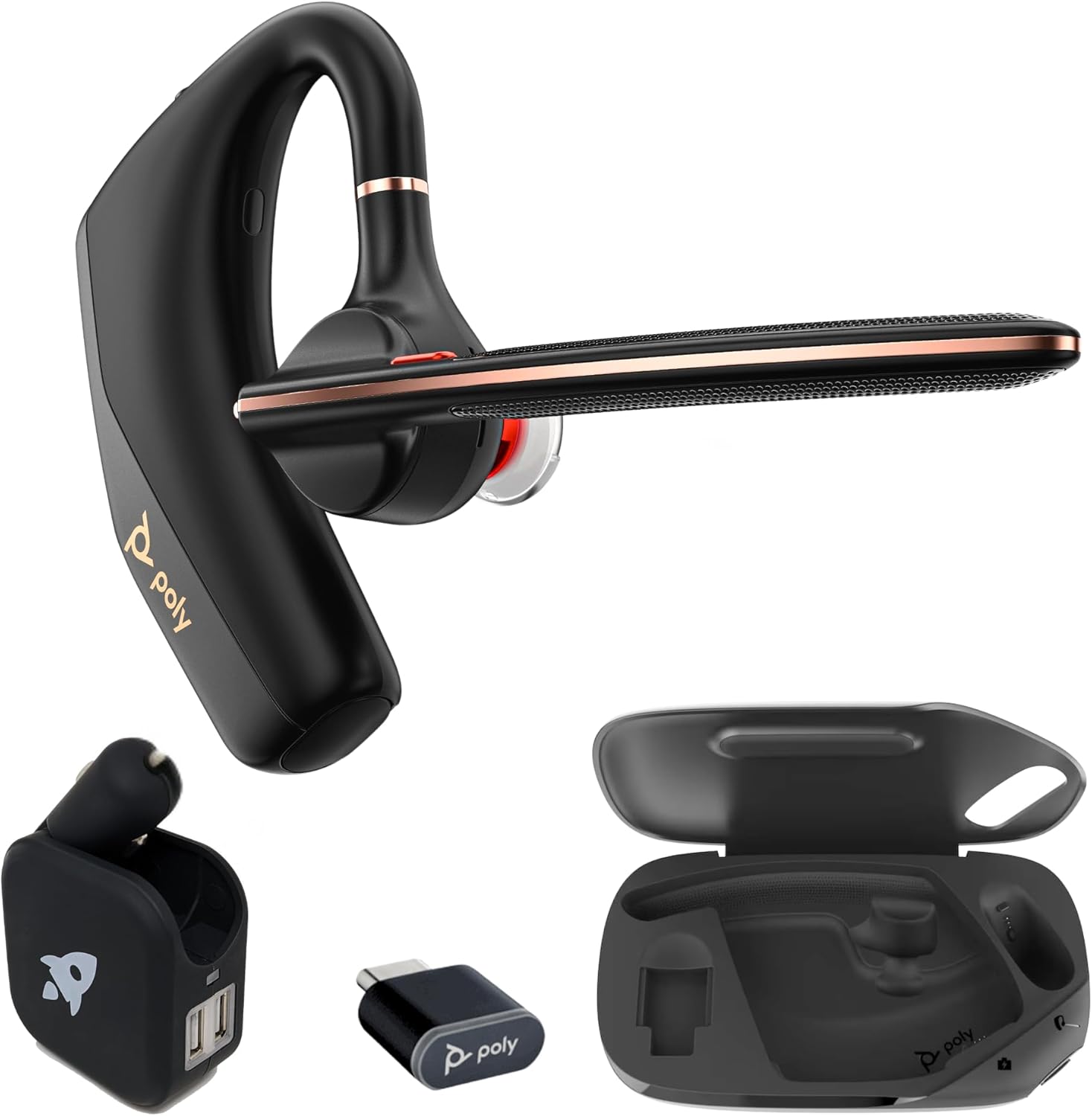 Poly Voyager Legend 50 UC Bluetooth-Headset, Ladekoffer, AI-betriebene Geräuschunterdrückung, 4 ...