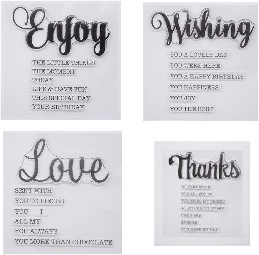 Amazon.com: Christmas Greeting Words Clear Stamps for Card Making and ...