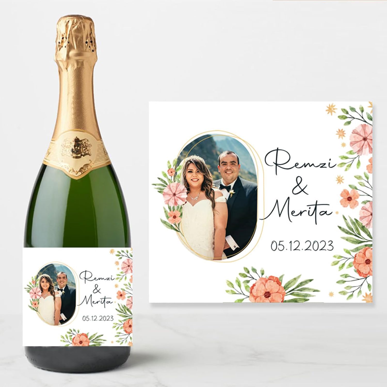 Amazon.com: 20 PCS Custom Photo Wedding Champagne Bottle Labels, Wine ...