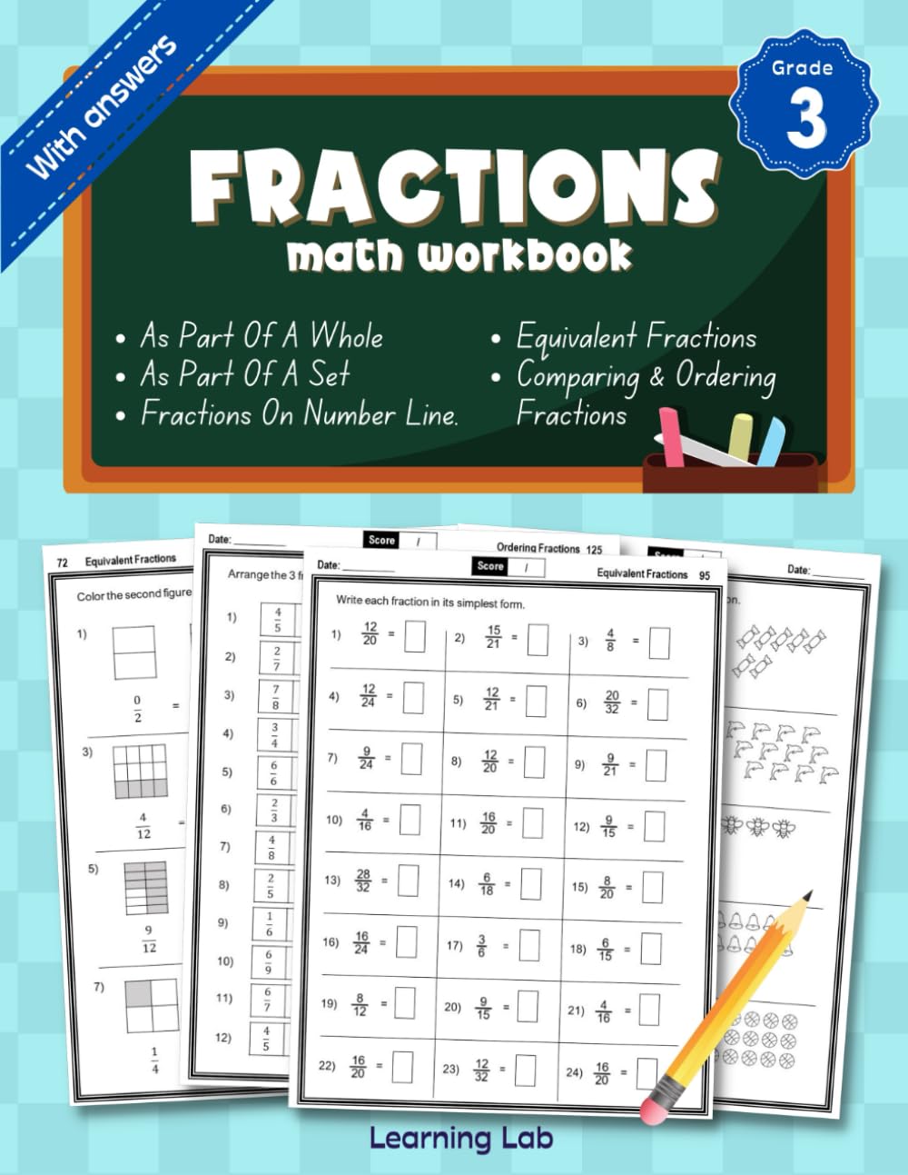 Amazon.com: Fractions Math Workbook Grade 3: Fractions As Part Of A ...