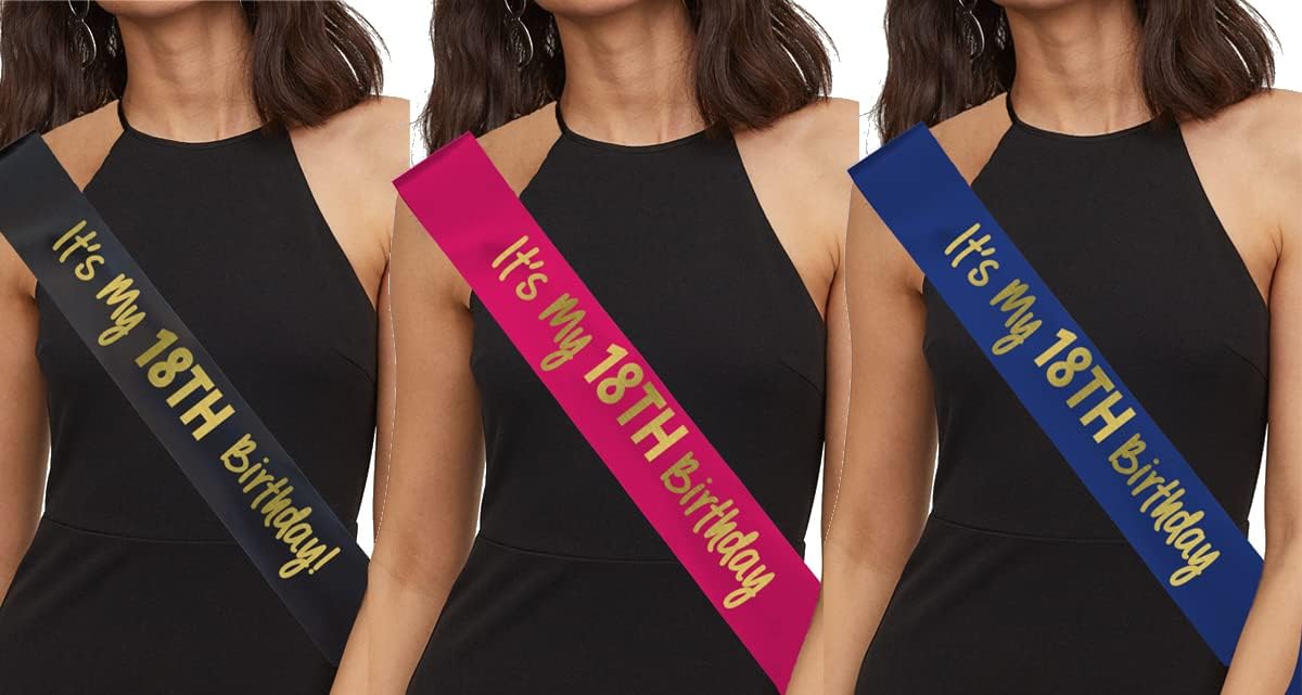 It's My 18th Birthday Party Sash Gift Decoration Black Metallic Gold ...