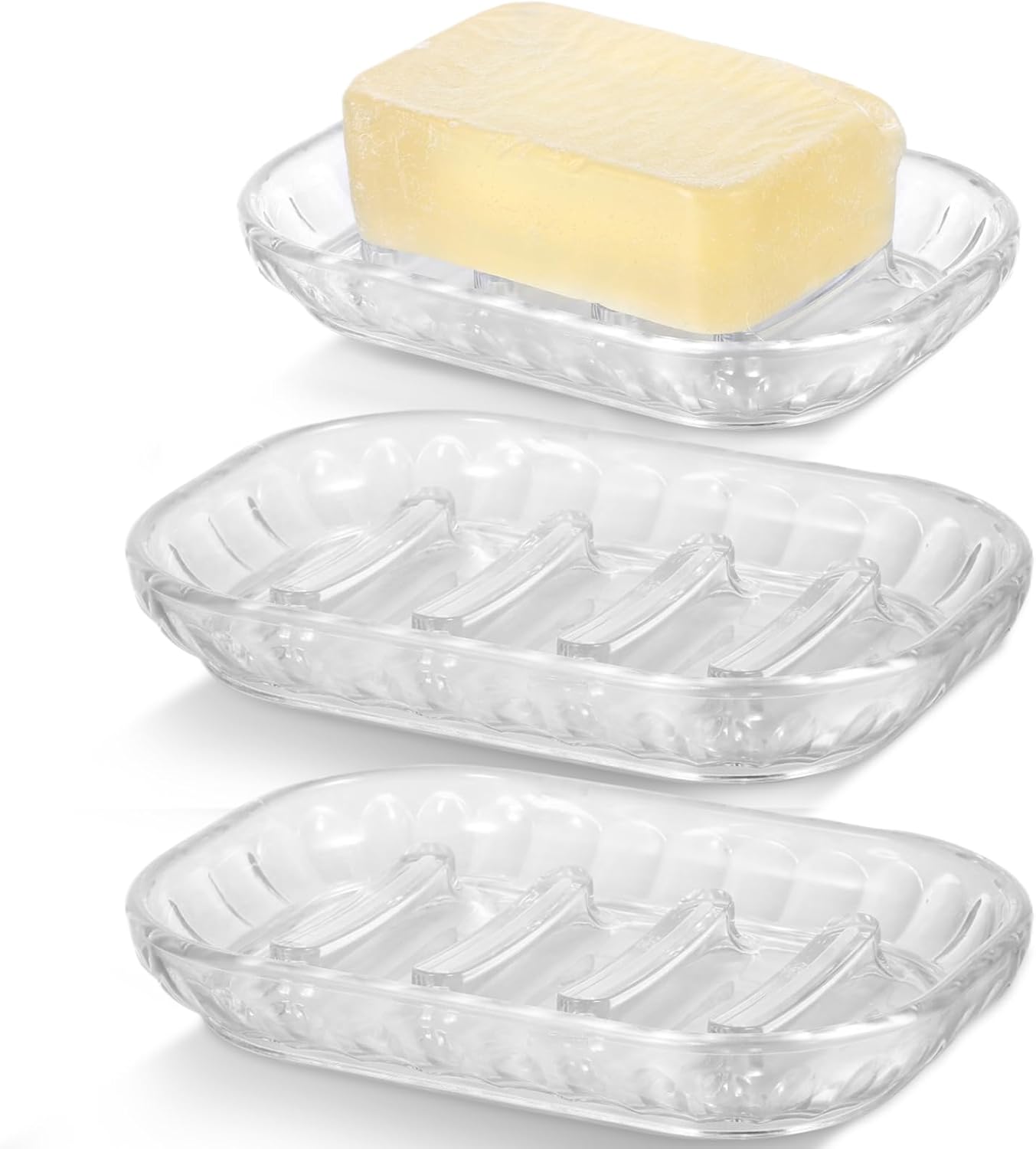 Amazon.com: AOZUO 2 Pack Soap Dish, Clear Soap Holder, Bathroom Soap Dishes Bar Soap Holder Tray ...
