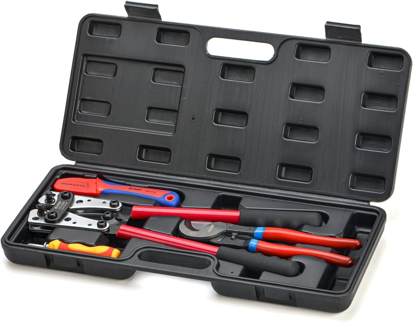 iCrimp Battery Cable Lug Crimping Tool Kit, Heavy Duty Crimper for ...