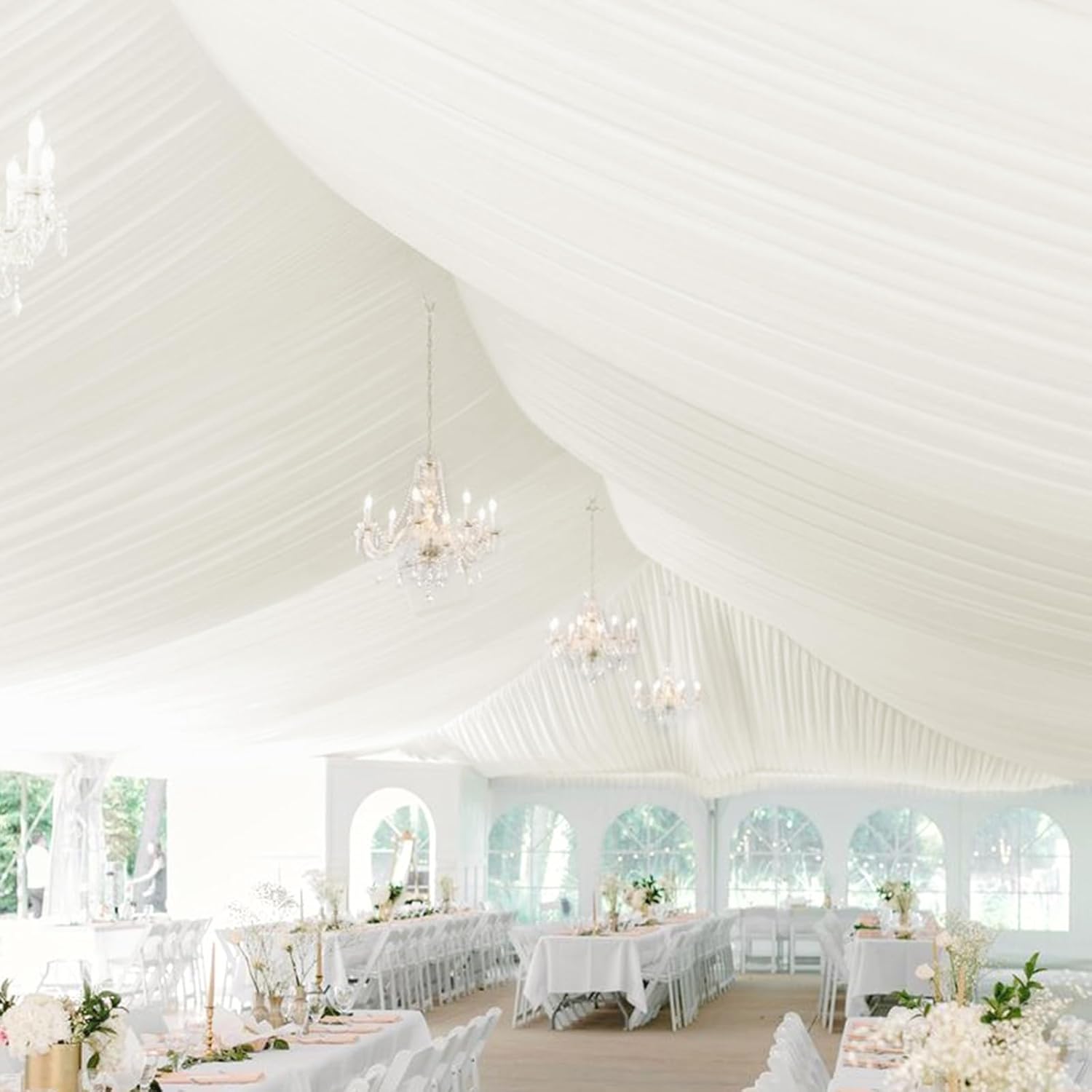 Amazon.com: 1 Panel Ivory Ceiling Drapes for Wedding Ceiling Drapes ...