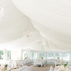 Amazon.com: 1 Panel Ivory Ceiling Drapes for Wedding Ceiling Drapes ...