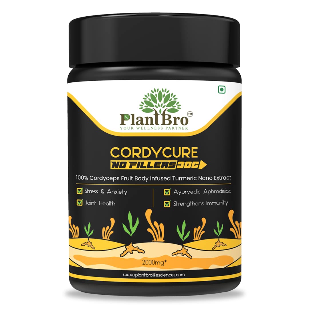 Buy PlantBro Cordycure, Cordyceps blended with Nano Curcumin and Black ...