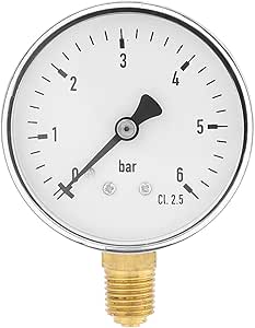 Amazon.com: 1/4 NPT Air Hydraulic Pressure 0-6 bar Side Mount Manometer ...