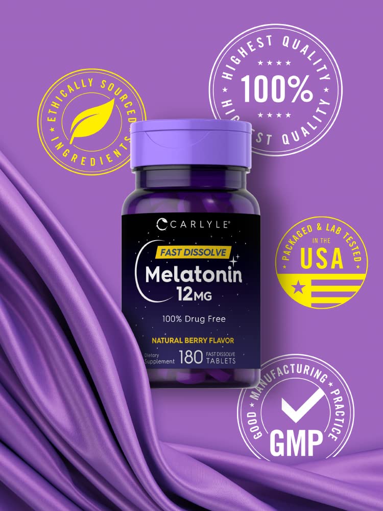 Snapklik.com : Carlyle Melatonin 12 Mg Fast Dissolve 180 Tablets Drug ...