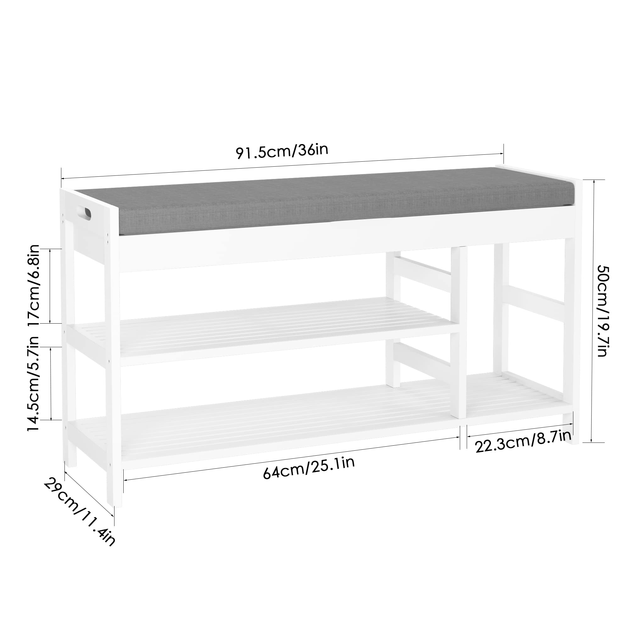 HIFIT Bamboo Shoe Bench Rack with Storage, Entryway Storage Bench with ...
