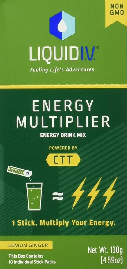 Amazon.com: Liquid Iv, Energy Multiplier Lemon Ginger Box, 10 Count ...