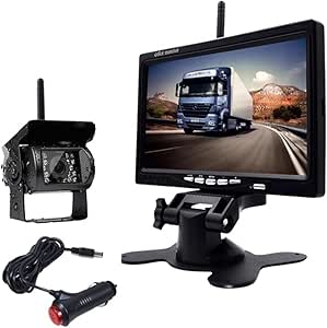7"HD LCD Waterprooof Wireless 12V 24V Backup Rear View Camera Monitor ...