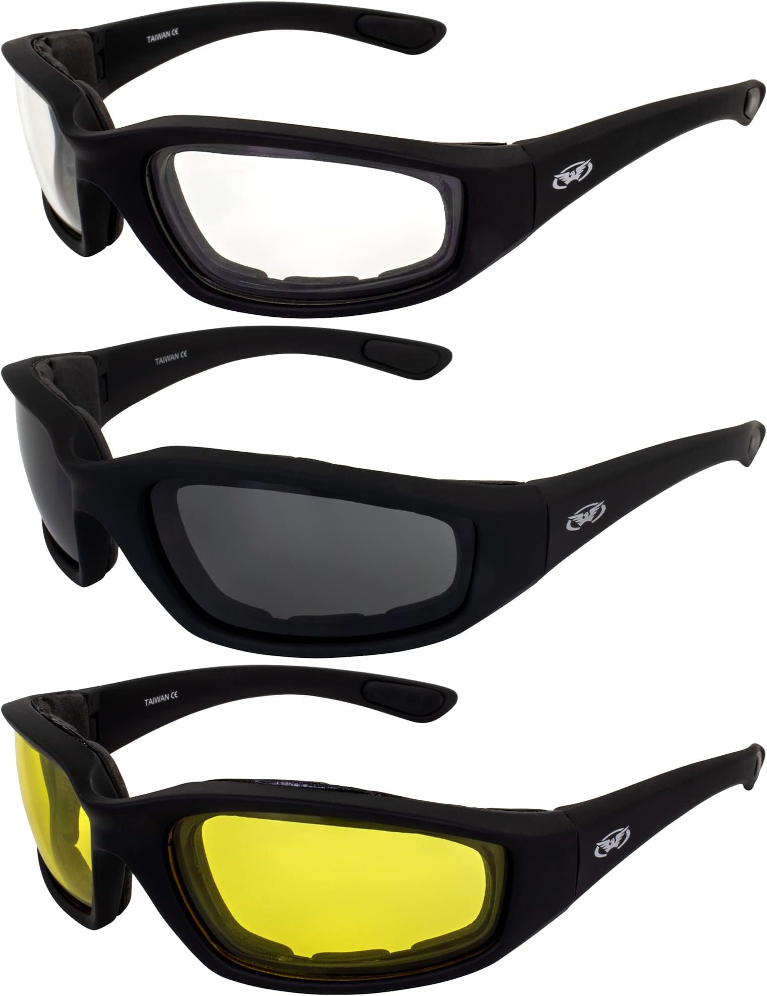 Amazon.com: Global Vision 3 Pairs of Kickback Black Foam Padded ...