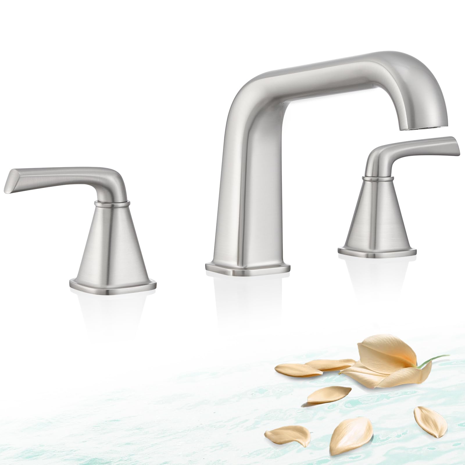 Bathtub Faucet Set 3 Hole, Brushed Nickel Roman Bathtub Faucet, High ...
