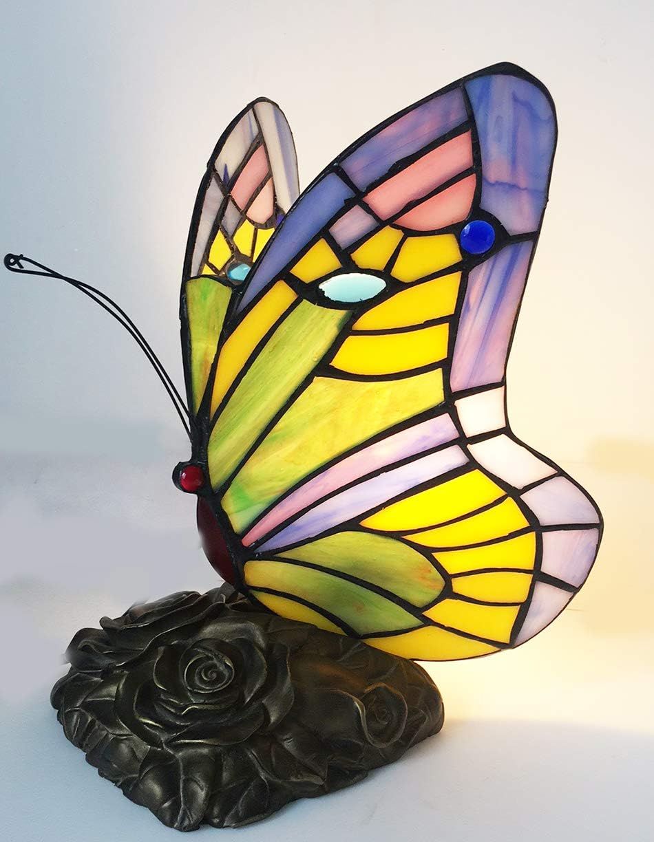 HUIMEIJU Tiffany lamp Butterfly Blue Glass HMJ8060 Stained Glass Style ...
