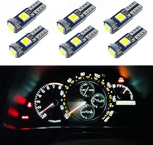 WLJH 6x T5 LED Wedge Bulbs Canbus Error Free 74 73 17 Extremely Bright White 3030 Chipsets for ...