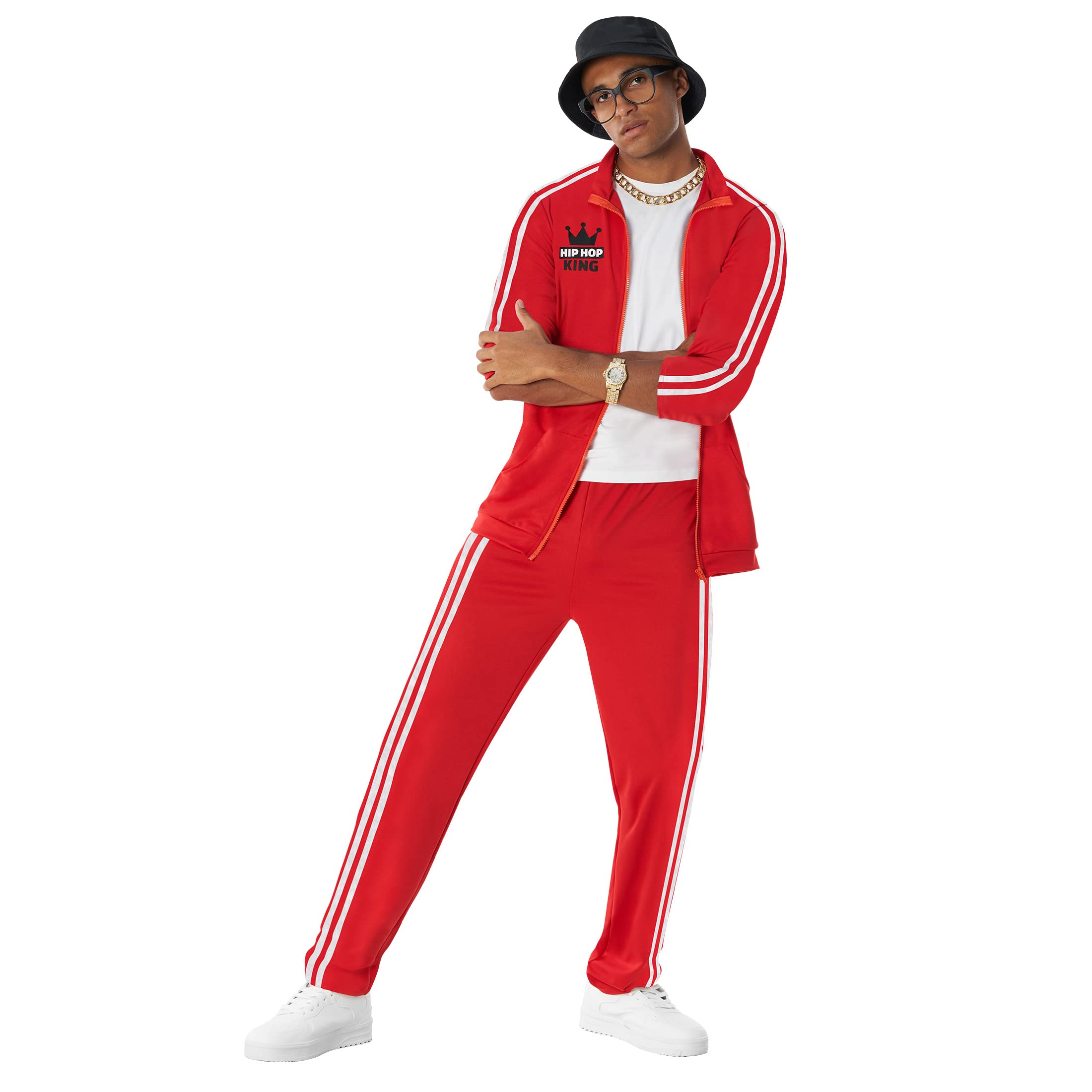 Morph Men 90s Fancy Dress Costumes 90s Costume Red Striped Rapper Hip ...