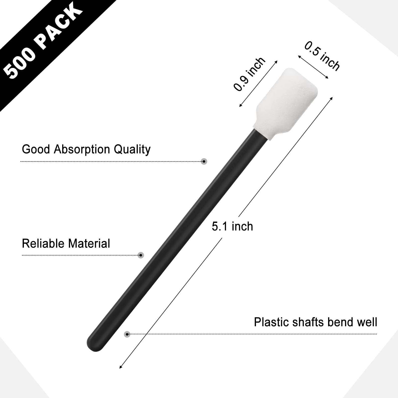 Snapklik.com : 500 Pack Cleaning Swabs 5.1 Inch, Foam Tips Sponge ...