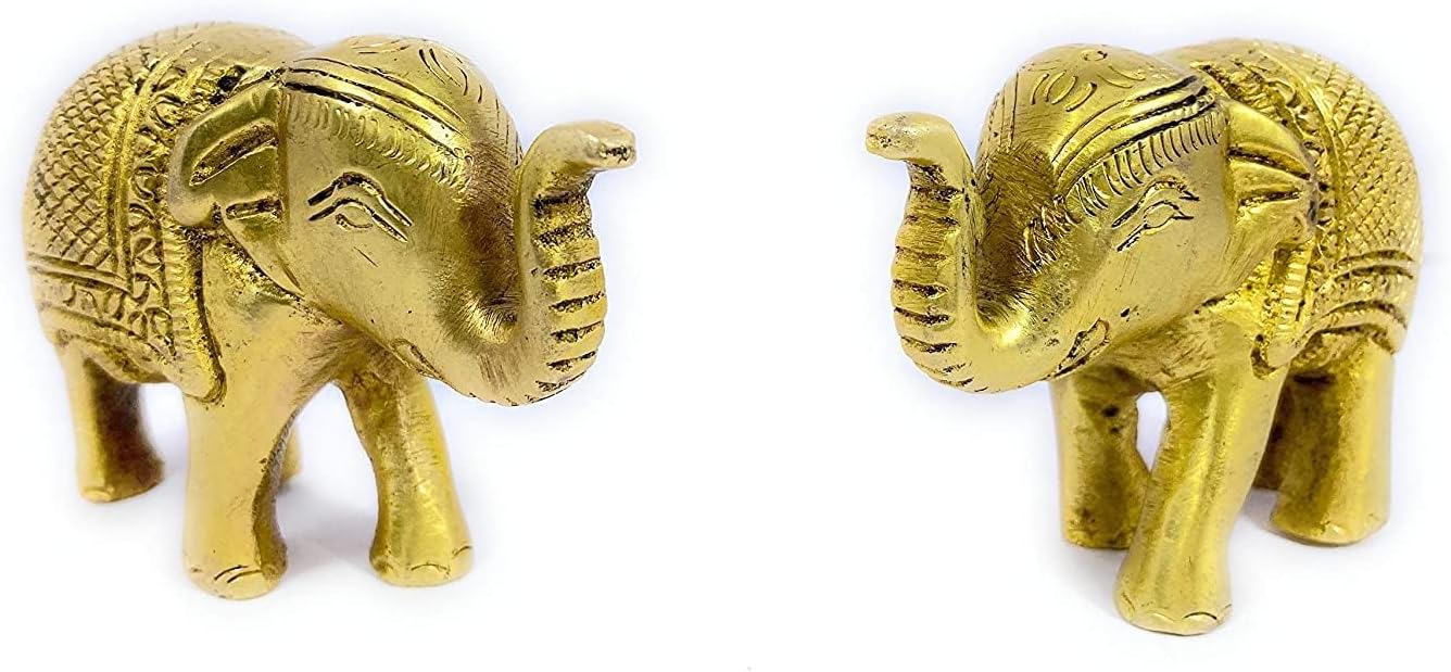 Amazon.com: Green Velly PRANCHI Decor Brass Elephant Pair| Brass ...