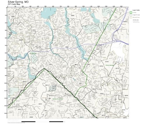 ZIP Code Wall Map of Silver Spring, MD ZIP Code Map Laminated: Amazon ...