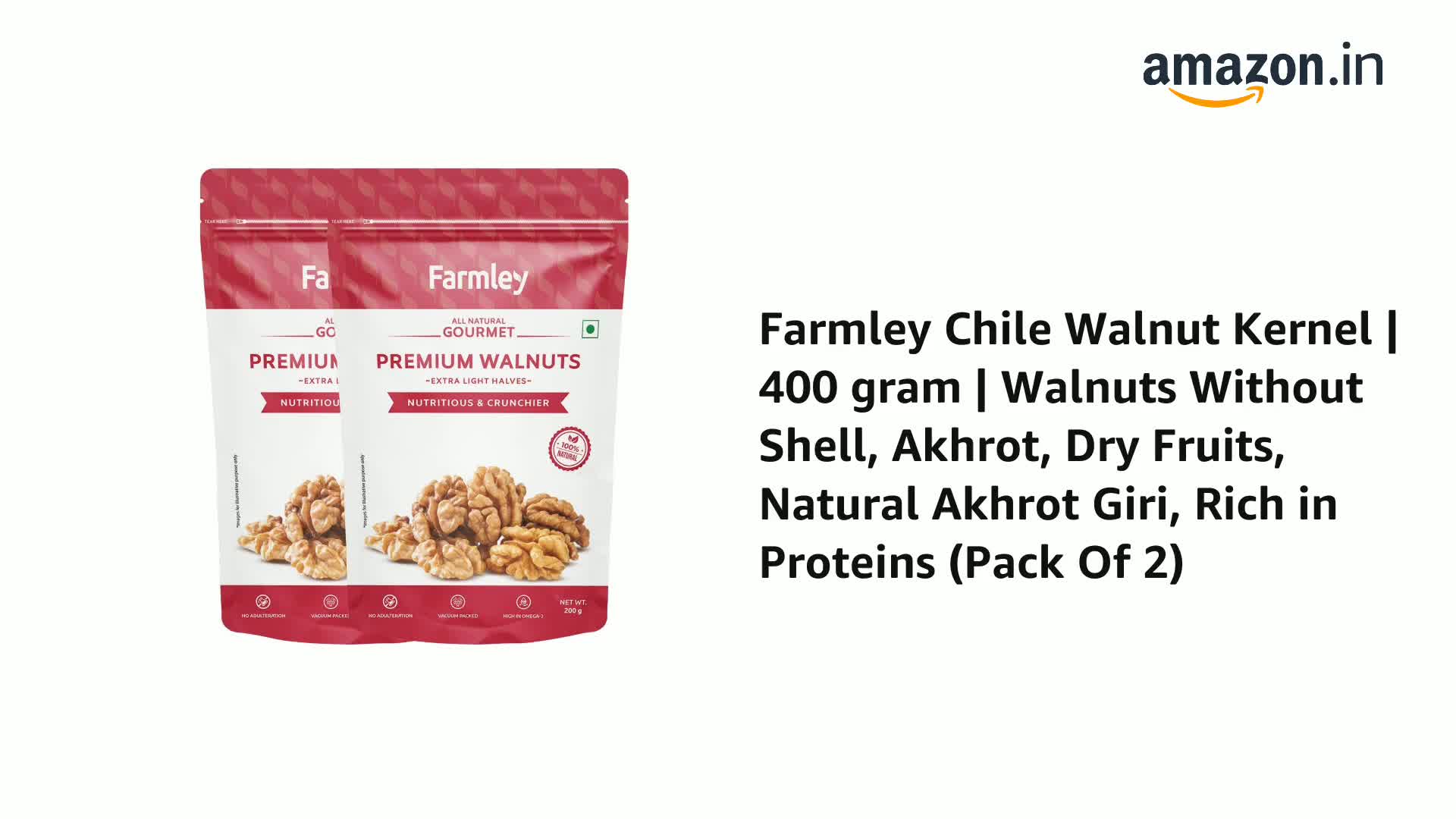 Watch Farmley Chile Walnut Kernel | 400 gram | Walnuts Without Shell ...
