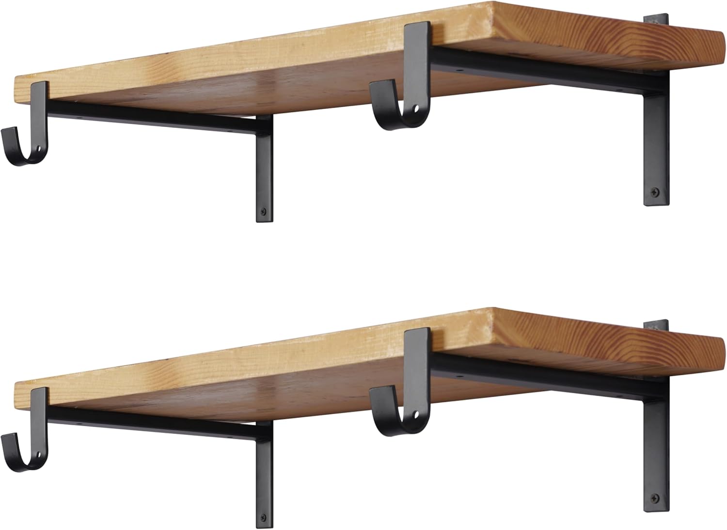 Amazon.com: EZYDECOR Closet Rod Bracket Shelf Bracket with Hook Black ...