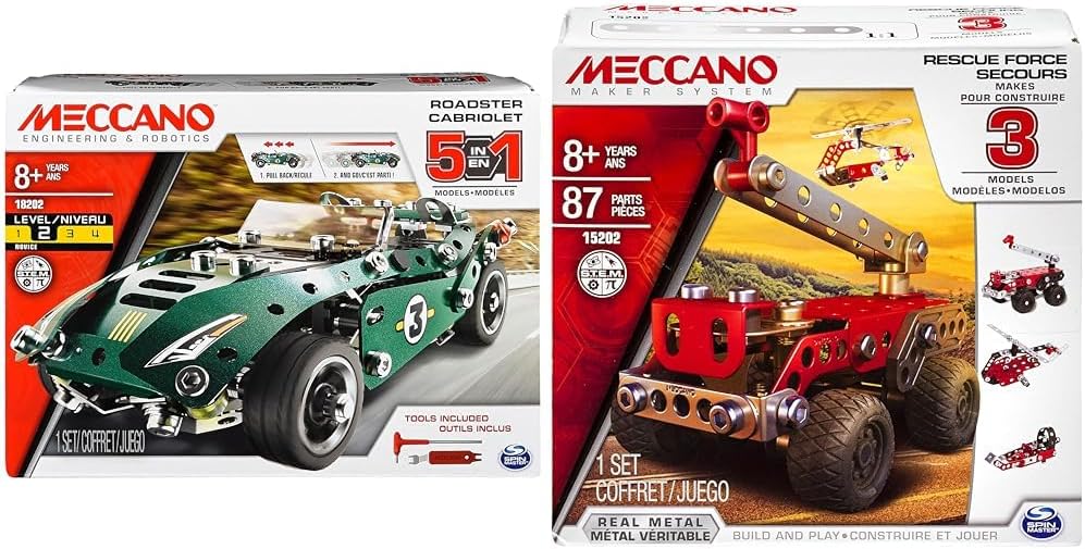 MECCANO 6040176 5 in 1 Model Set-Roadster Cabriolet, Multi Colour & 3 ...