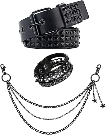 SyhirNmly Double Grommet StarStudded Belt, Y2k EMO Punk Belt for Women ...
