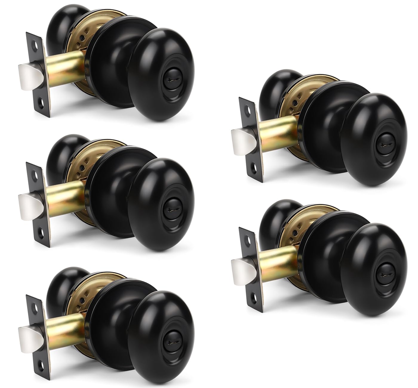 KNOBWELL 5 Pack Interior Privacy Door Knob Handle for Bedroom/Bathroom ...